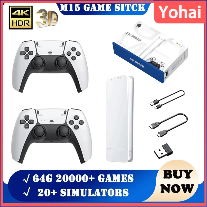 M15 Game Stick Mini TV Handheld Game Console 2.4G Wireless Controllers ...