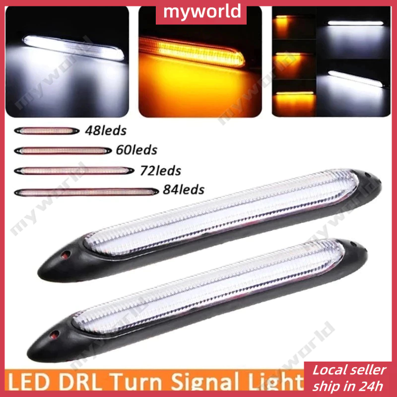 2PCS LED Car DRL Daytime Running Lights Universal Auto Sequential Turn ...