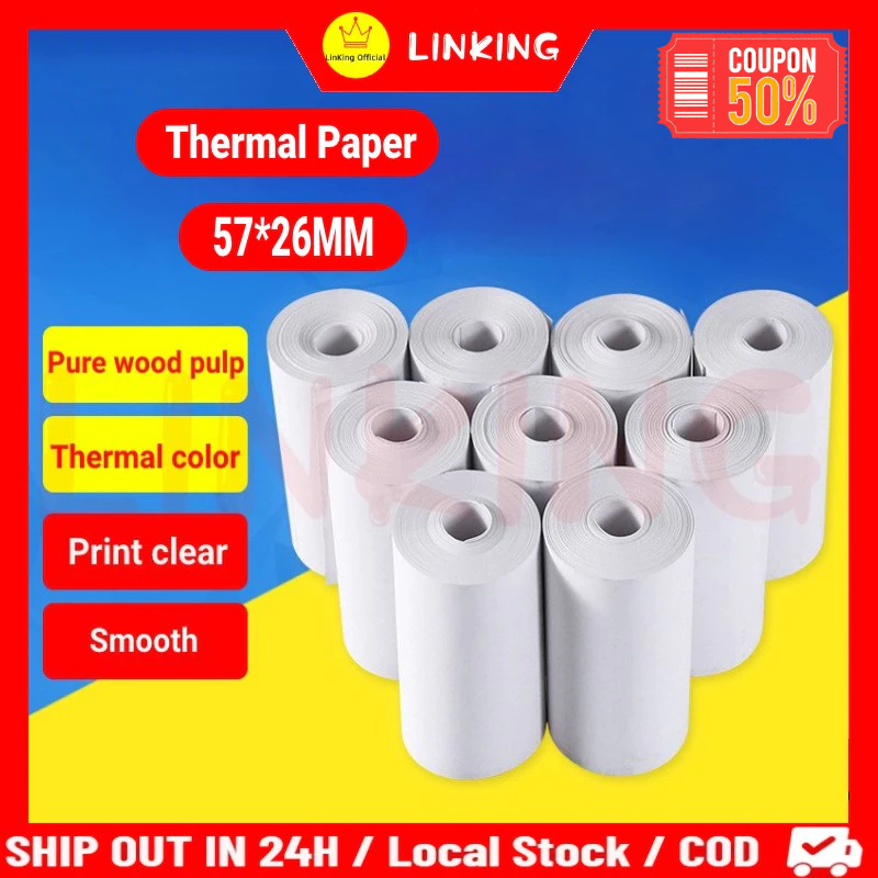 5 Roll Printing Sticker Water Resistance Thermal Sticker Paper 57*26mm ...