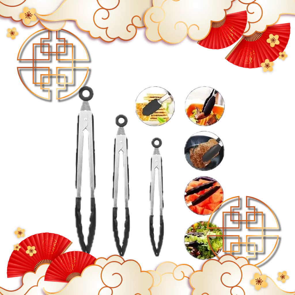 PCN Stainless Steel Non-Slip Silicone Food Tong/ Kitchen Tool Food ...