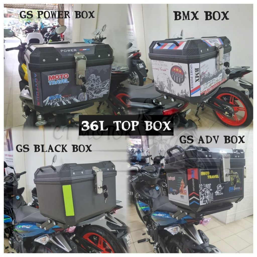 GS Black Adventure ABS TOP BOX ONLY 36L With Aluminium Premium Lock ...