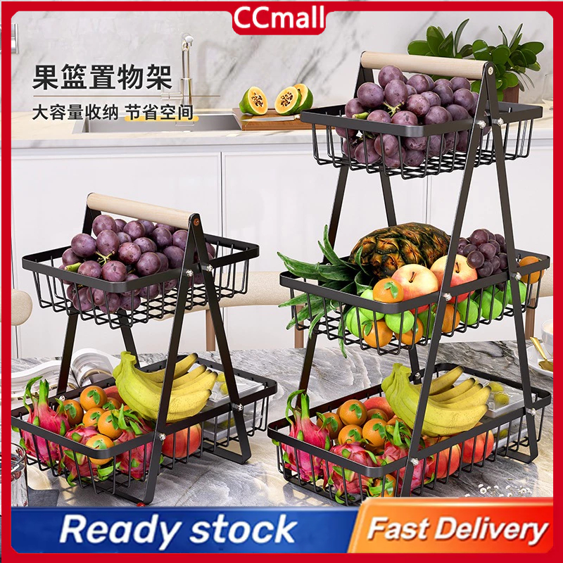 2 Tier Onion Rack Fruit Basket Rak Bawang Bertingkat Vegetable Storage ...