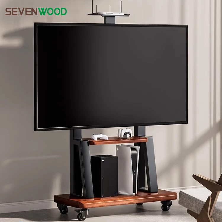 SEVENWOOD TV Rack With 360 Wheel 32-75 Inch Adjustable Height TV Stand ...