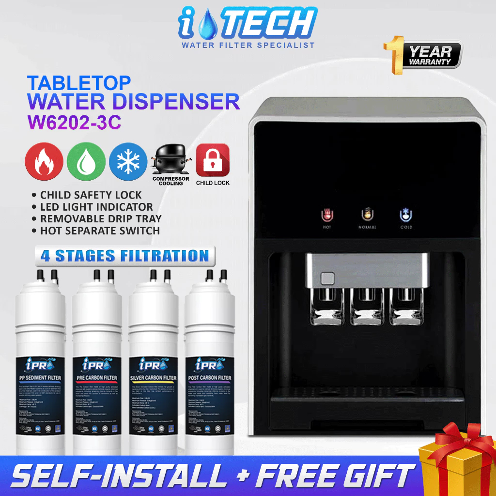 I-TECH Tabletop Water Dispenser Hot Normal Cold W6202-3C - Compressor ...
