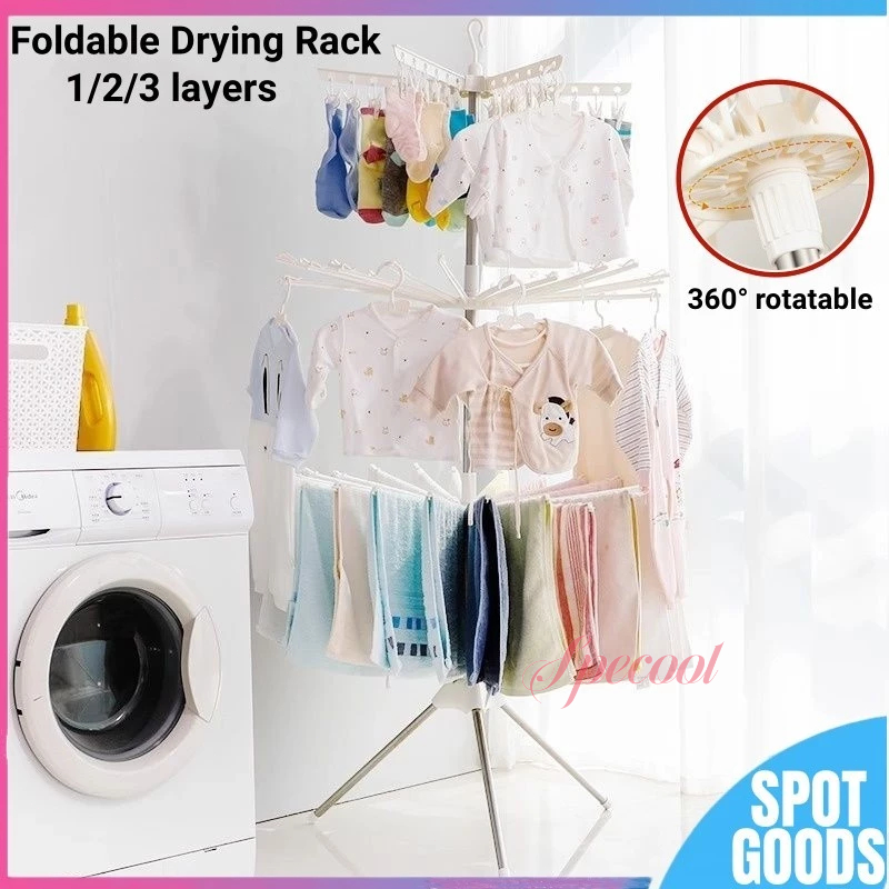Specool-Retractable Folding Clothes Rack Drying Rack Non-rust Indoor ...