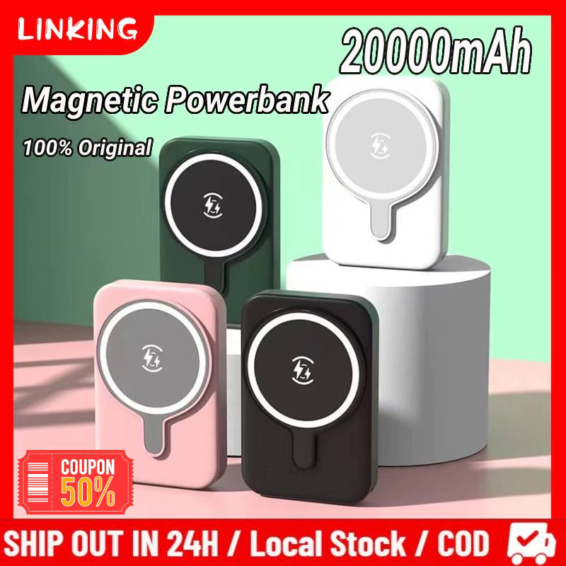 Magnetic Wireless Power Bank 20000mAh External Portable Battery Pack ...