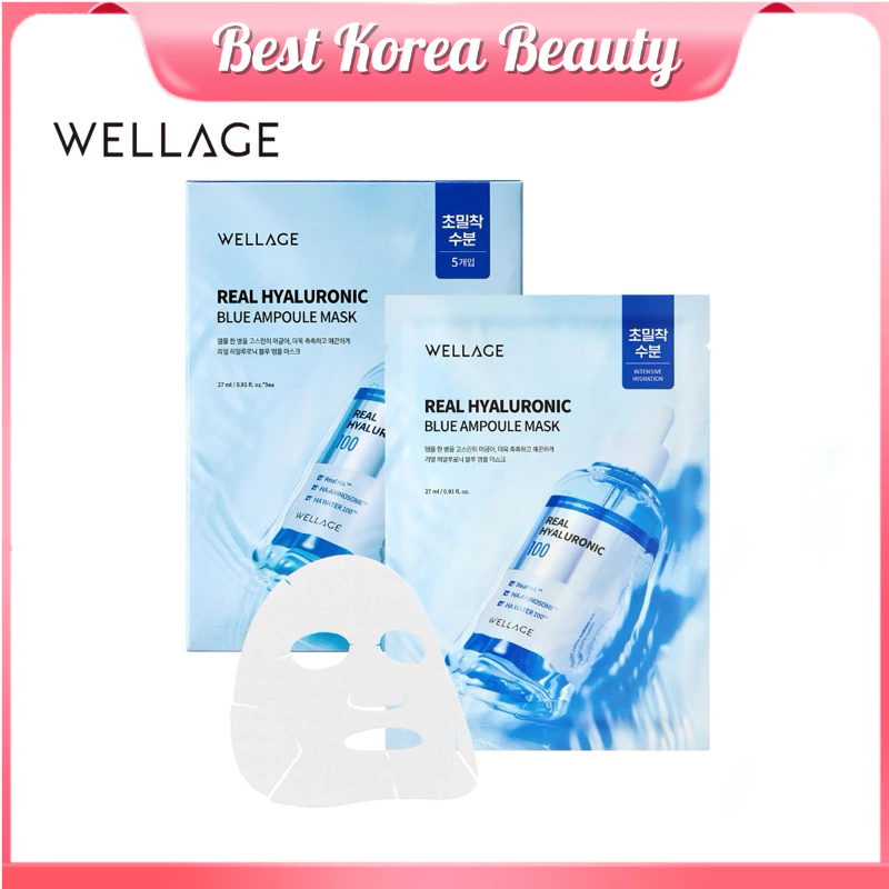 【🇲🇾READYSTOCK现货】🇰🇷WELLAGE REAL HYALURONIC BLUE AMPOULE MASK(5PCS ...