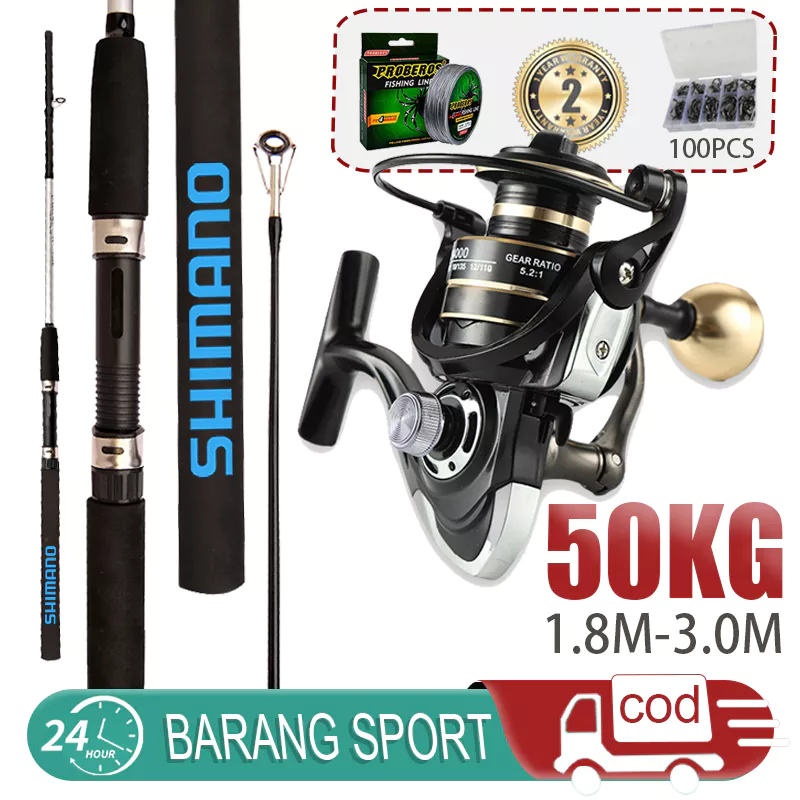 NEW Fishing Rod Set Reel Set Full Set Spinning Reel 1.8 - 3.0m Fishing ...