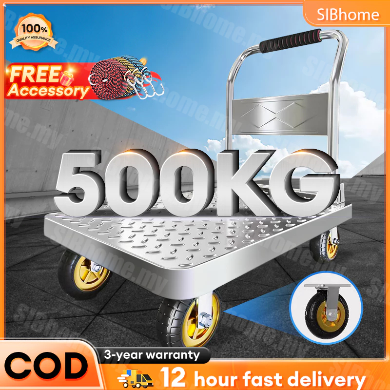 Foldable Trolley Heavy Duty Troli Barang Iron PVC 150KG/500KG/1000KG Hand Truck Troli Barang 手推车 ...