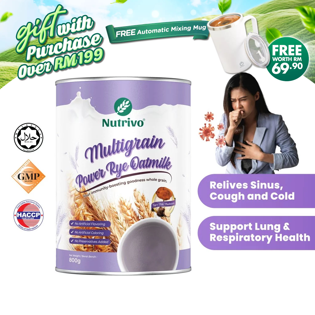 Nutrivo Multigrain Power Rye Oatmilk Tiger Milk Mushroom 800g |Boost ...