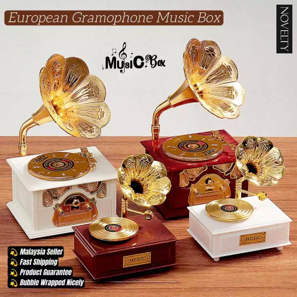 European Retro Gramophone Music Box Kotak Muzik Hiasan Klasik Rak Dinding Wall Shelf Home Decor ...