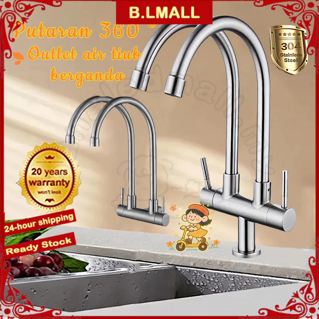 Kitchen Faucet 304 Stainless Steel Faucet Sink Water Tap Kitchen Sink ...
