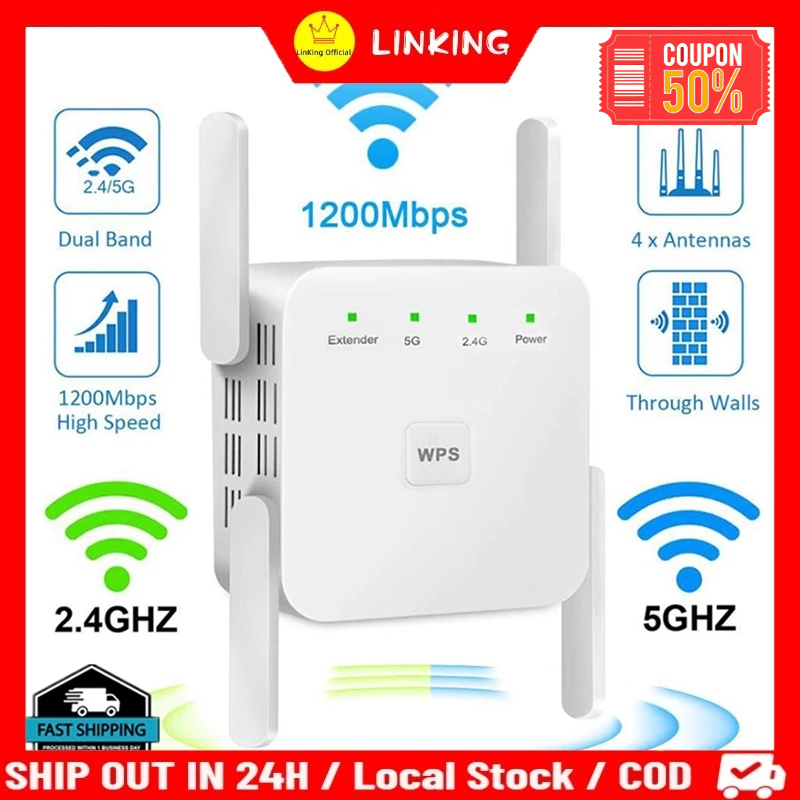 5Ghz WiFi Repeater Wireless Wifi Extender WiFi Booster WiFi Amplifier 2.4G 5G 1200Mbps Long ...