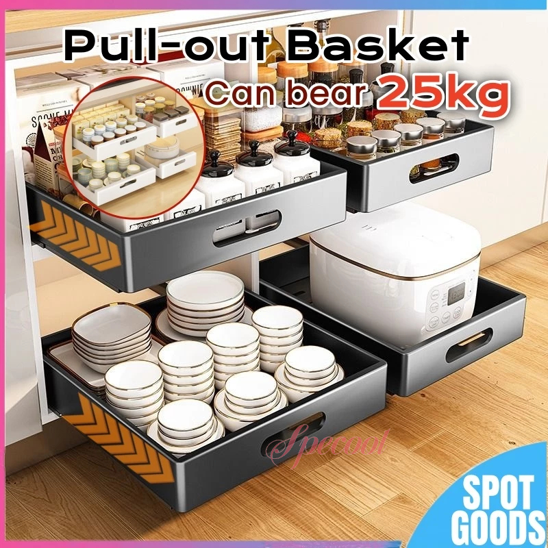 Specool-Kitchen Pull-out Basket Pull Out Dish & Bowl Rack Kitchen ...