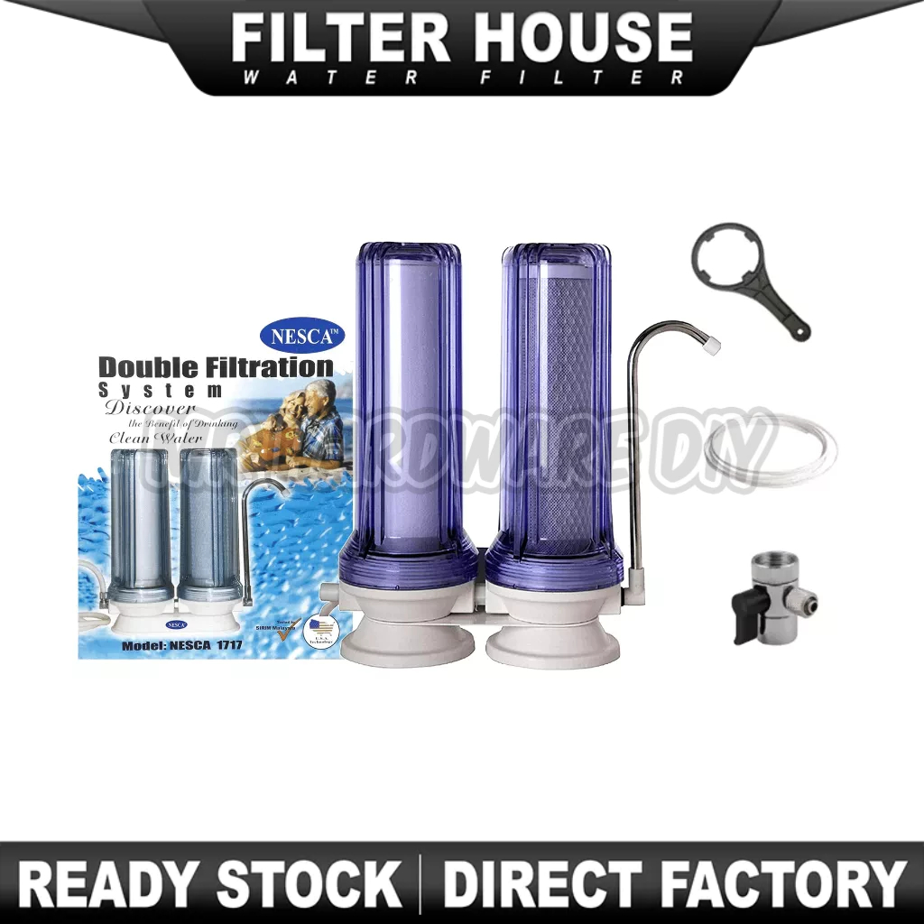 NESCA 2 Stages Double Domestic Water Filter Housing System - 10" PP ...