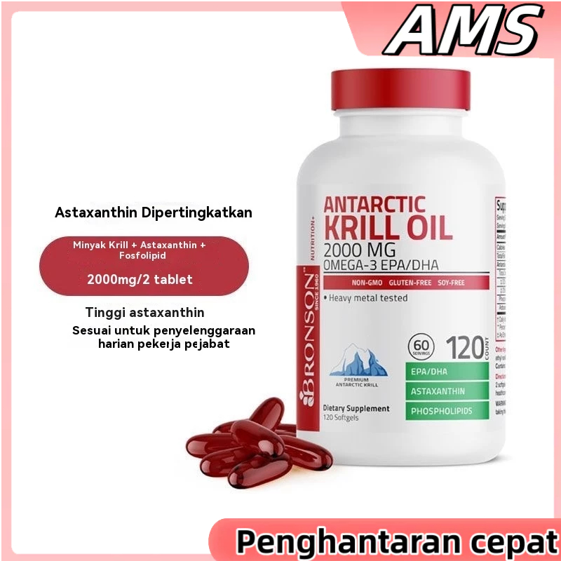 Bronson Antarctic Krill Oil 2000 mg with Omega-3s EPA, DHA, Astaxanthin and Phospholipids 120 ...