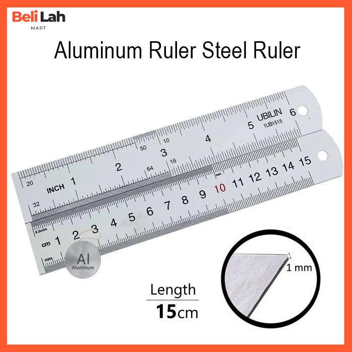 Aluminium Steel Ruler 15cm High Precision | Pembaris Besi Aluminium ...