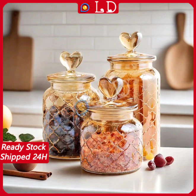 Glass Jar Food Storage Container Spice Bottles CookMan Balang kaca ...