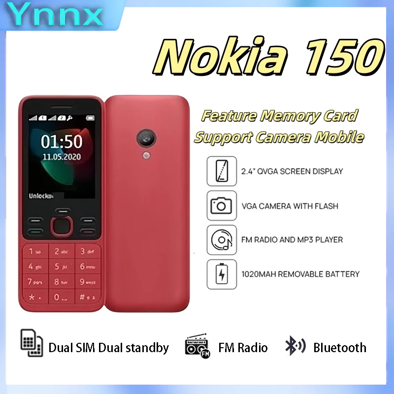 【100% Ori】Nokia 150 Mobile Phone Support Dual Sim FM Radio TF Card HD ...