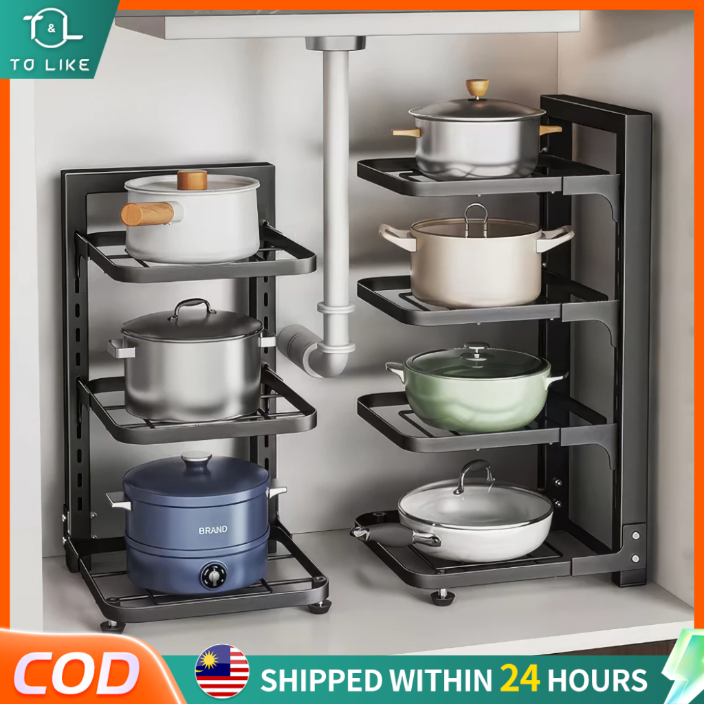 Rak Bawah Sinki Rak Letak Barang Dapur Pot Rack Adjustable Under Sink ...