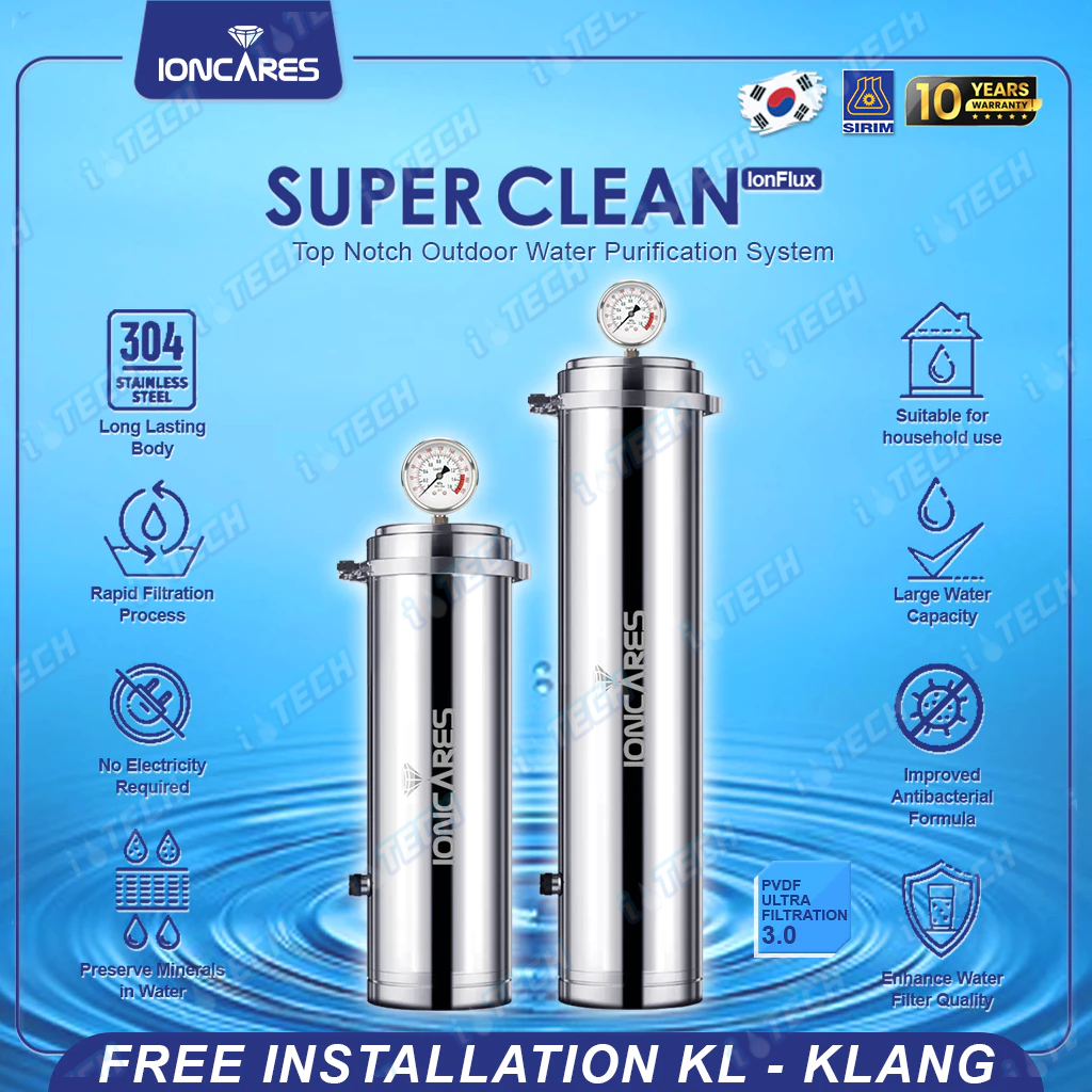 [FREE INSTALL] IONCARES Outdoor Water Filter PVDF Ultra-Filtration Membrane 0.01 Micron Super ...