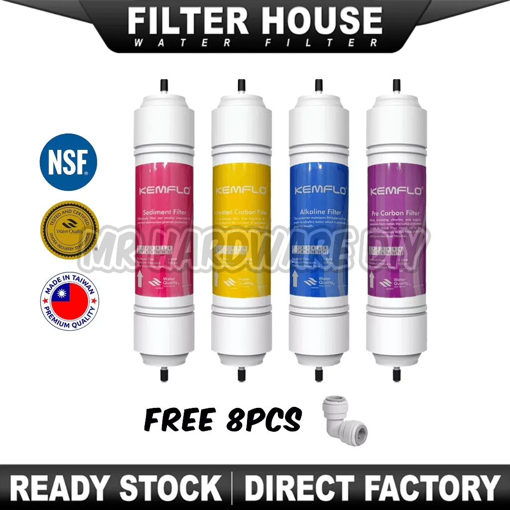 KEMFLO 10" I-Type Alkaline PH Water Filter Catridge Replacement - 4 in ...