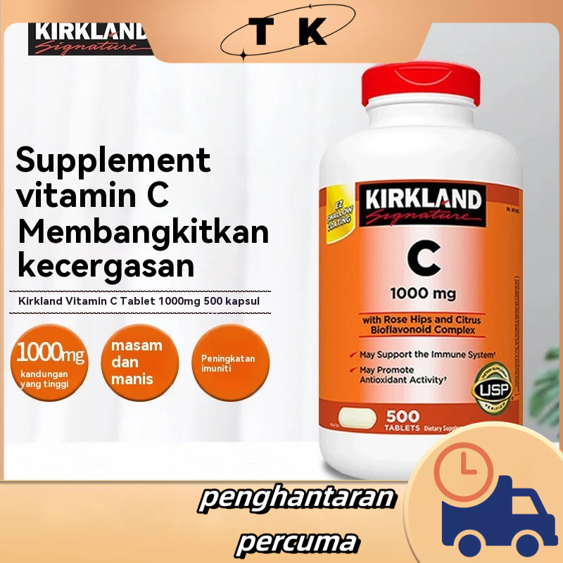 Kirkland Signature Vitamin C Supplement 1000mg 500 Tablets-TK | Shopee ...