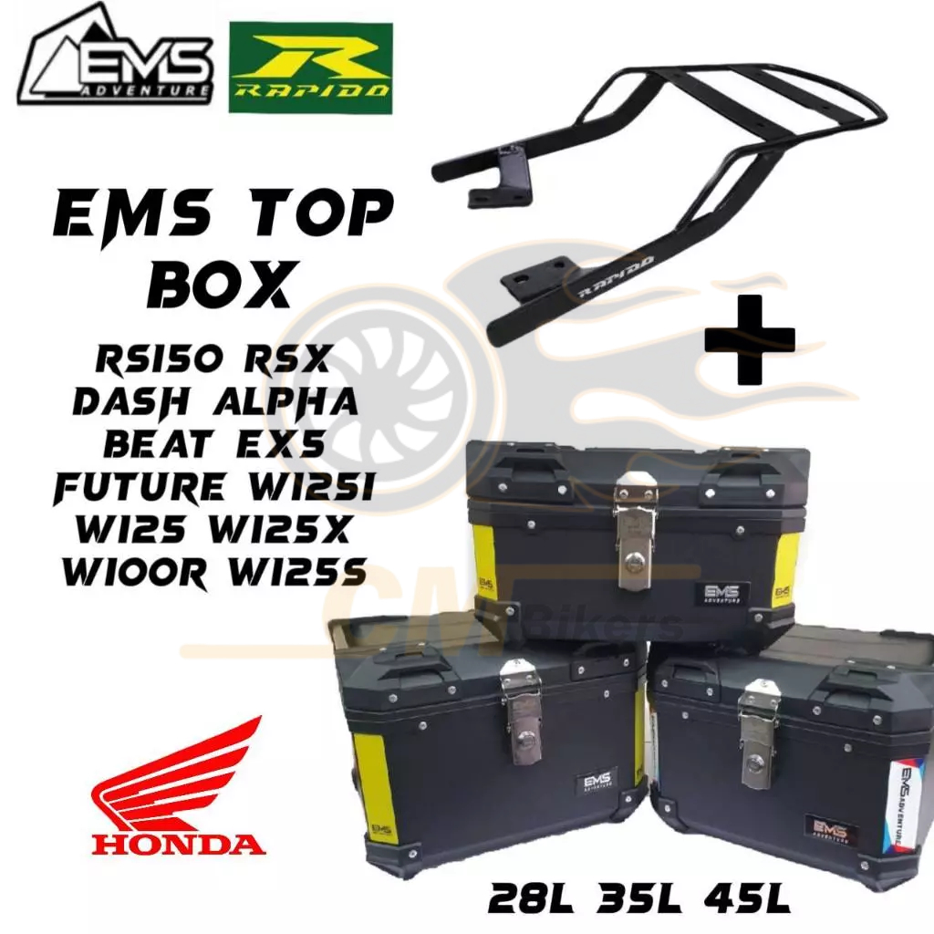 EMS TOX BOX 28L 35L 45L WITH Rapido Monorack for HONDA EX5 DASH ALPHA ...
