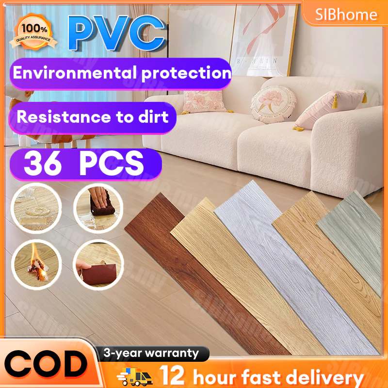 36PCS Floor Stickers 2MM Thick Vinyl Tile Flooring Waterproof Home ...