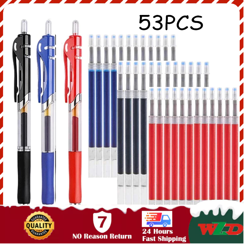 53PCS Gel Pen Set Large Capacity Smooth Writing 0.5mm Ballpoint Black ...