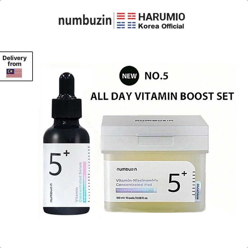 [numbuzin All Day Vitamin Boost set] NUMBUZIN No.5 Glutathione Vitamin Concentrated Serum 30ml ...