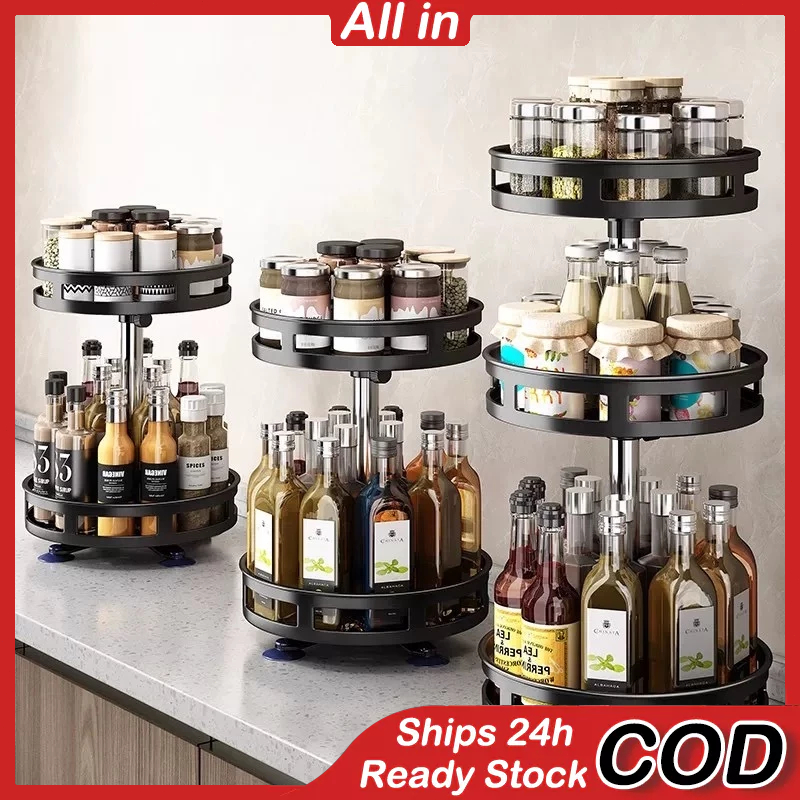 2/3 Tier 360° Rotating Spice Rack Rotatable Kitchen Rak Rempah ...