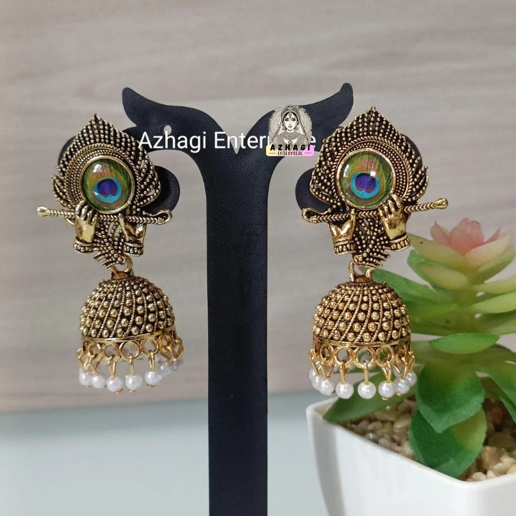 Peacock Krishnan Design Jhumka // TajMahal Design Peacock Mayil Design ...