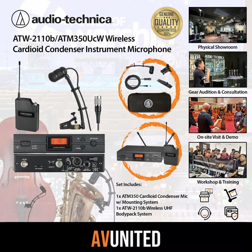 Audio Technica ATW-2110b/ATM350UcW Wireless Cardioid Condenser ...