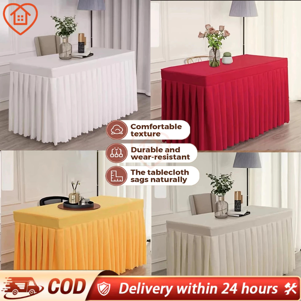 📣LOWEST PRICE📣4Ft Folding Table Skirting Rectangular Conference Table ...