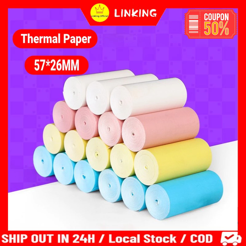 【Cheapest】 5 Roll Color Printing Sticker Water Resistance Thermal ...