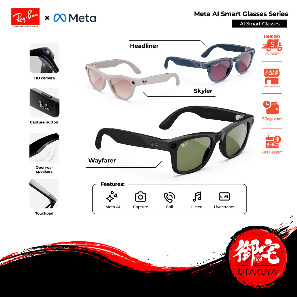 【READY STOCK】Ray-Ban Meta Headliner | Skyler | Wayfarer AI Smart ...