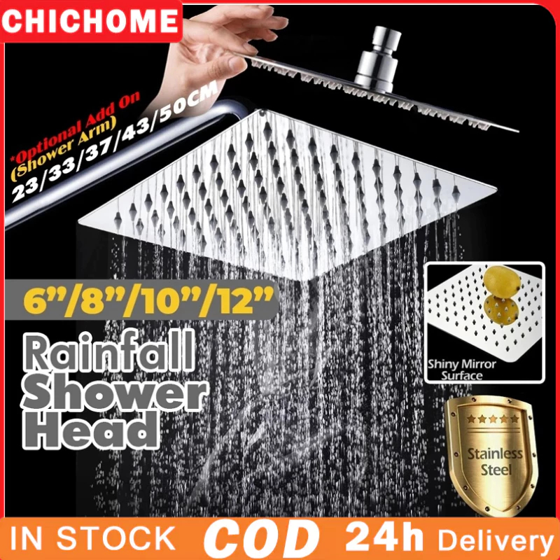 6/8/10/12 INCH Stainless Steel Shower Head Rainfall Shower Head Ultra ...