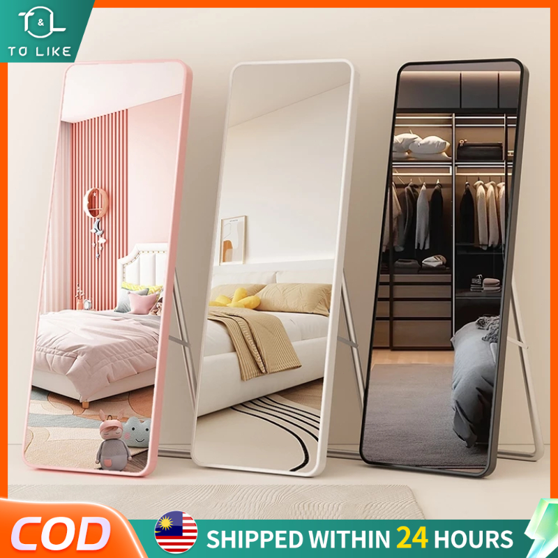 Nordic Standing Long Mirror Stand Modern wall Cermin penuh panjang ...