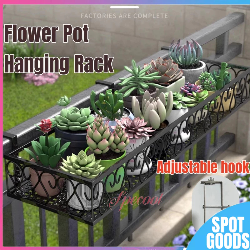 Specool-Balcony Plant Rack Outdoor Flower Pot Shelf Plant Hanging Rack ...