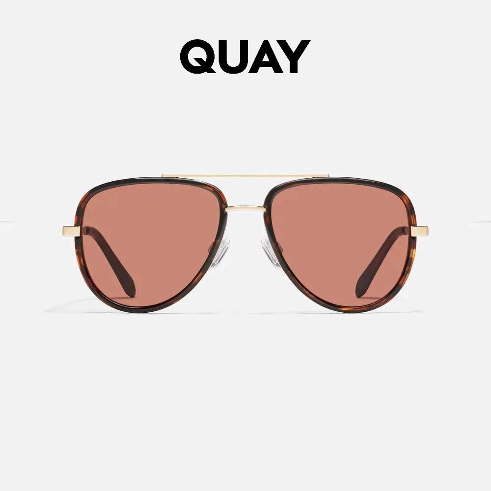 QUAY All In Medium Sunglasses - Dark Tort/Dark Apricot (Exclusive ...
