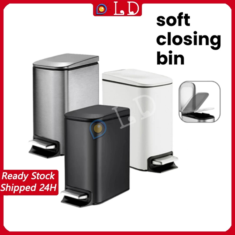 Toilet Dustbin with Cover 6L | Soft Closing Lid | Stainless Steel ...