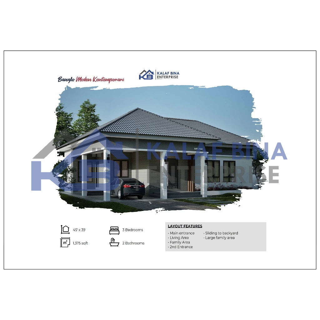 PELAN RUMAH MODEN KONTEMPORARI 1375 SQFT | Shopee Malaysia