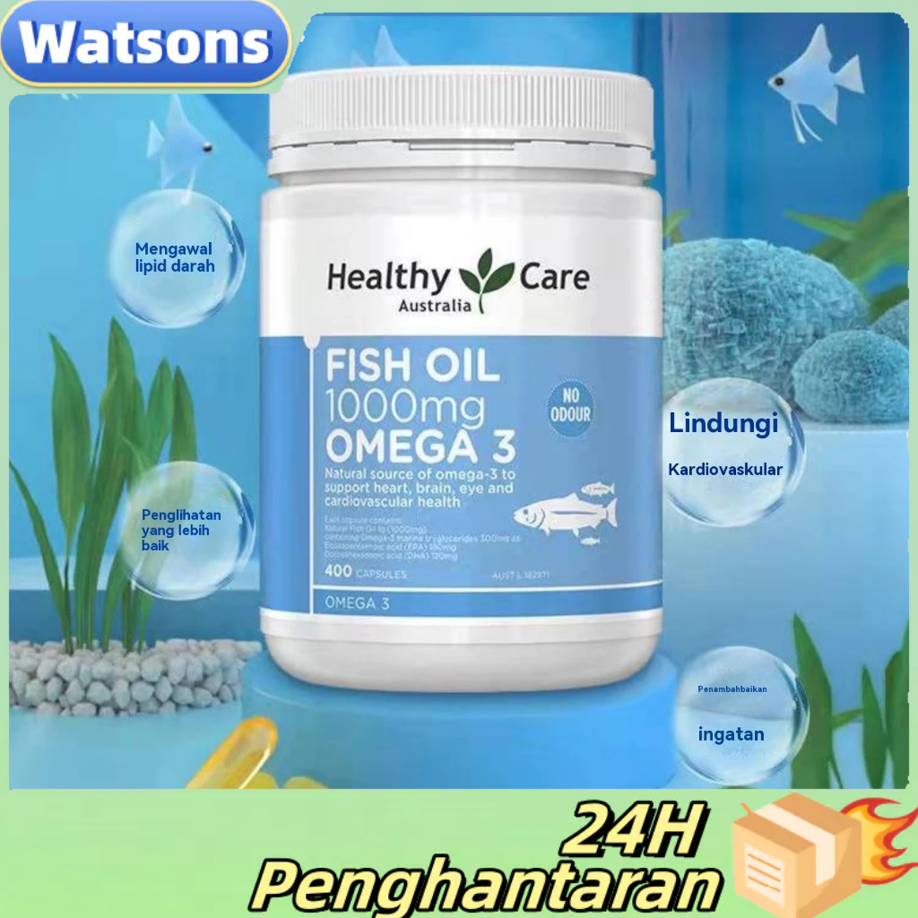 [exp:2027]Healthy Care Fish Oil 1000mg Omega 3 ( 400 Capsules ) 深海鱼油 ...