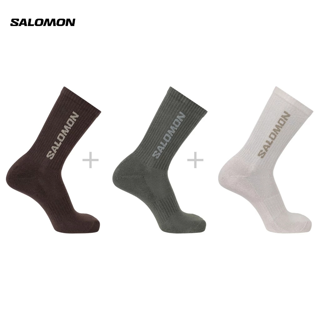 SALOMON Unisex SOCKS EVERYDAY CREW 3-PACK SILVER CLOUD | Shopee Malaysia
