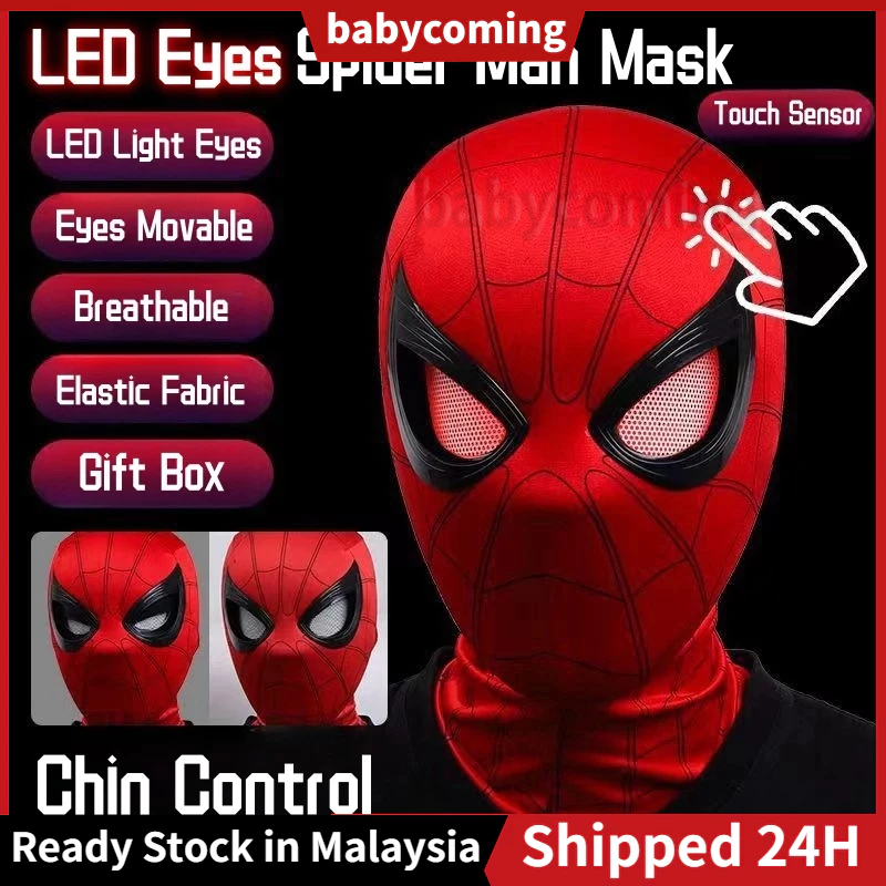 【LED Eyes】Remote Control Spider Man Headgear Mask with Movable Eyes ...