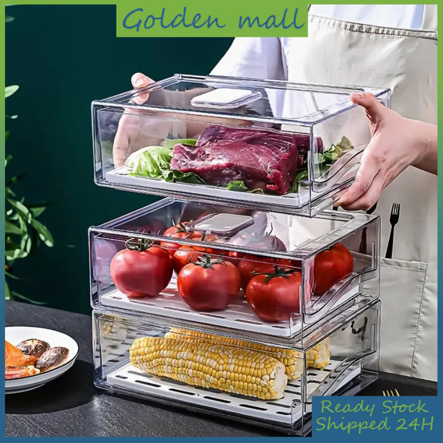 Stackable Food Storage Organizer Drawer - Refrigerator/Freezer/Pantry ...