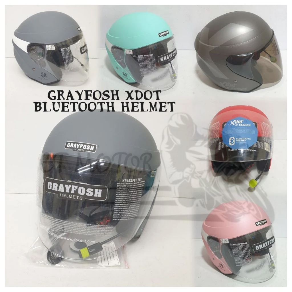 Grayfosh Xdot G528 B-SERIES Twiins Bluetooth Helmet with Visor (Sirim ...