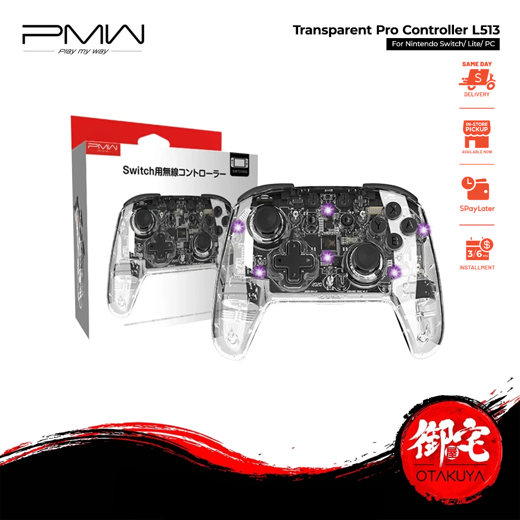 IINE Nintendo Switch Wireless Home Wake Transparent Pro Controller With ...