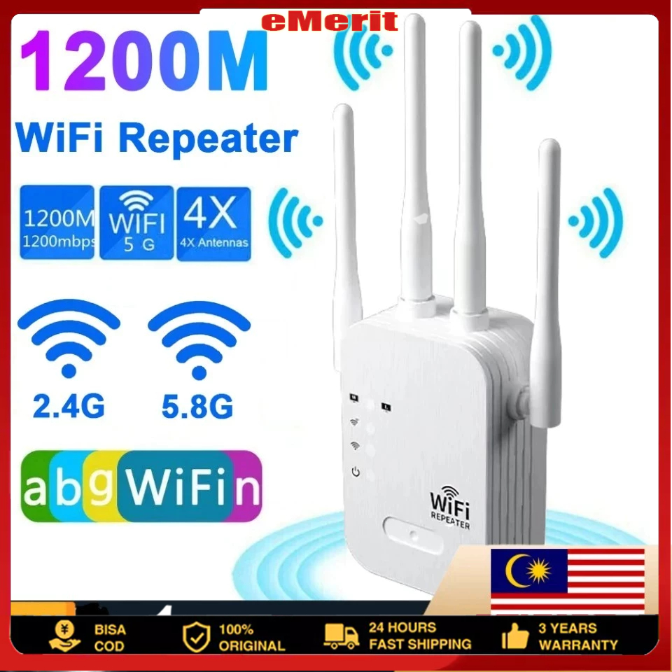 (Local Shipment) 1200Mbps WiFi Repeater Wireless 5G 2.4G Dual-band WIFI ...